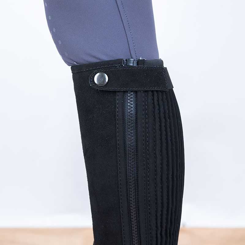 Mini-chaps cuir nubuck Stationata noir | Sellerie Cheval-shop